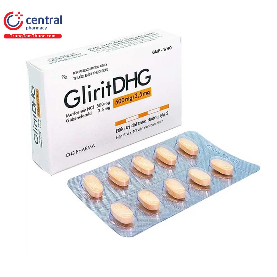 [CHÍNH HÃNG] Thuốc Glirit DHG 500/2.5 điều trị đái tháo đường tuýp 2