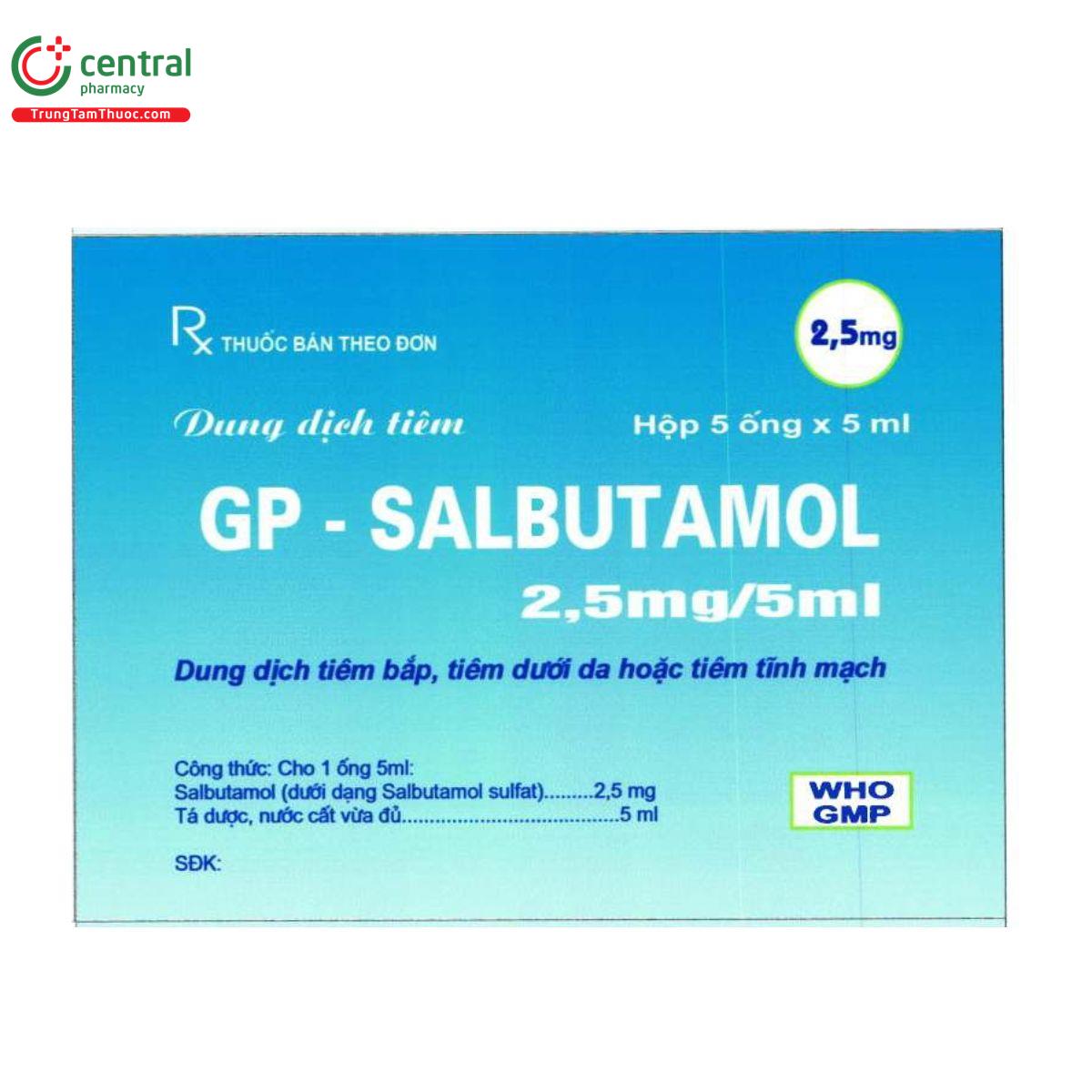 Thuốc GP-Salbutamol 2,5mg/5ml điều trị hen, co thắt phế quản