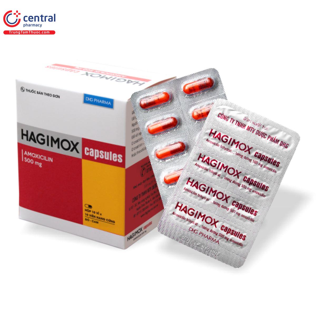 Thuốc HAGIMOX CAPSULES 500mg điều trị nhiễm khuẩn chứa amoxicillin