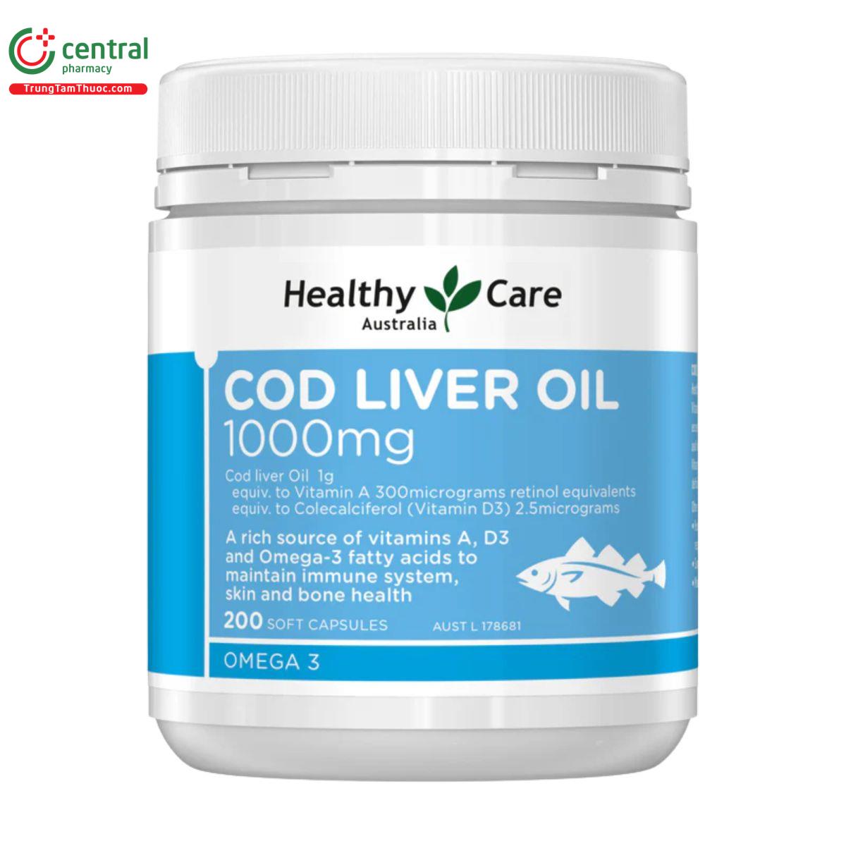 Healthy Care Cod Liver Oil 1000mg hỗ trợ sức khỏe thị giác, xương khớp