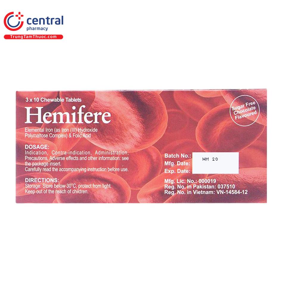 Thuốc Hemifere điều trị thiếu máu do thiếu sắt, thiếu acid folic