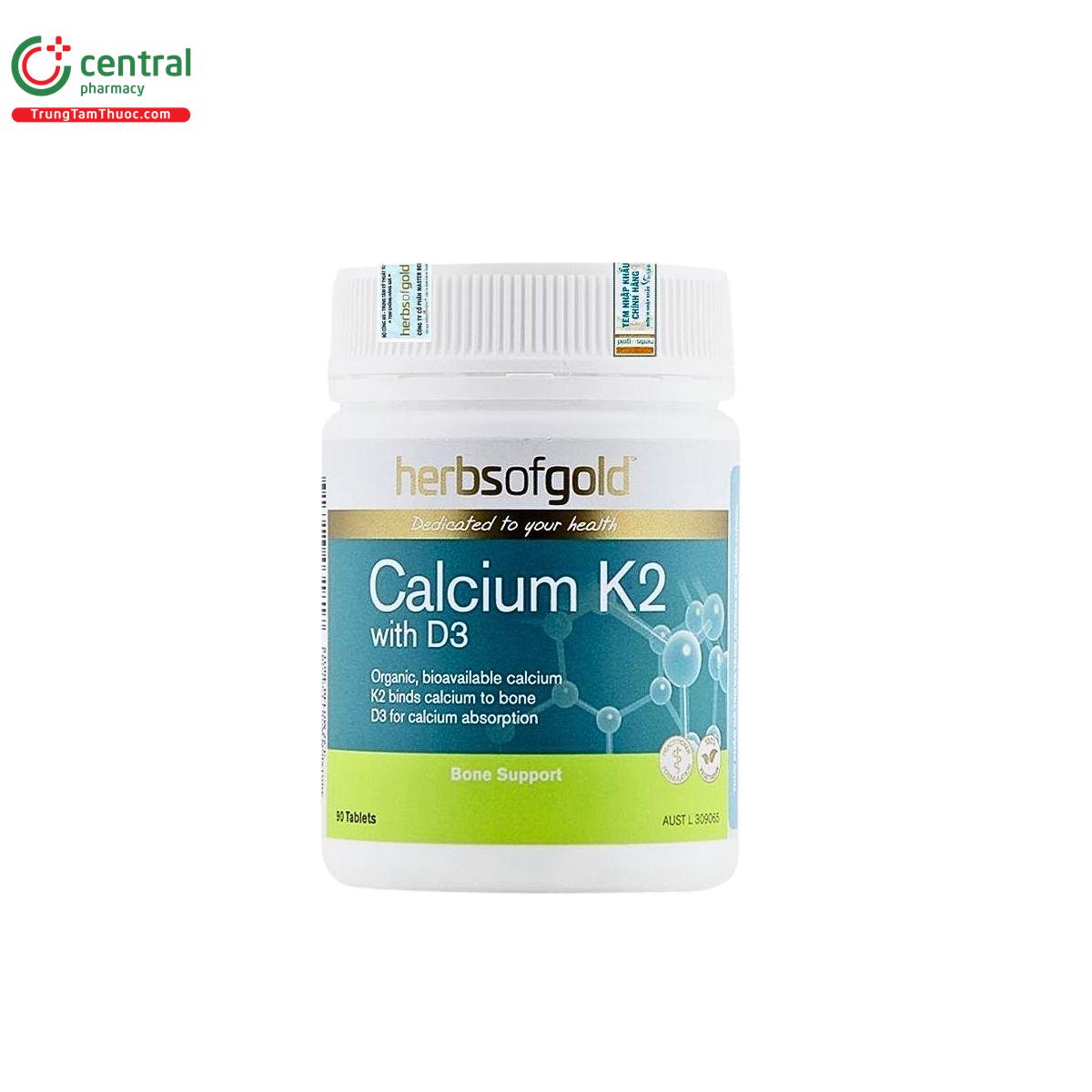 Herbs Of Gold Calcium K2 with D3 hỗ trợ xương chắc khỏe, giảm loãng xương