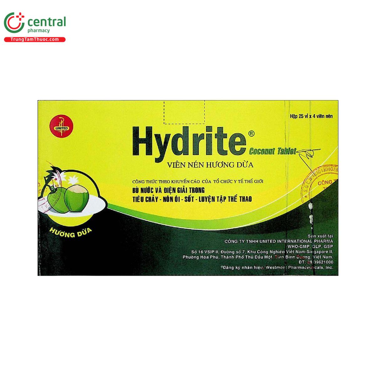 Thuốc Hydrite Coconut Tablet bù nước, điện giải trong tình trạng mất nước