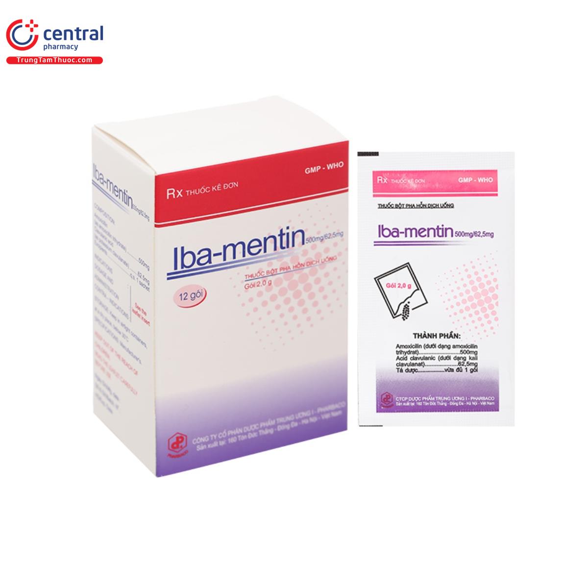 Thuốc Iba-mentin 500mg/62,5mg (Bột pha hỗn dịch) - Kháng sinh điều trị ...