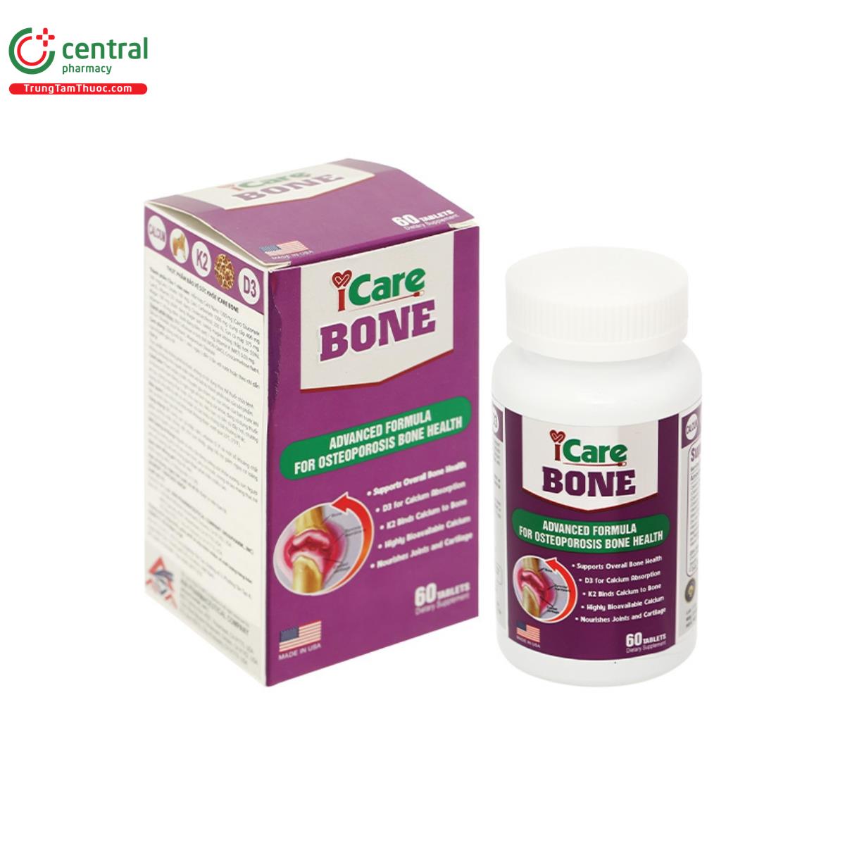 Thuốc Icare Bone - Bổ sung canxi giúp hỗ trợ giảm nguy cơ loãng xương