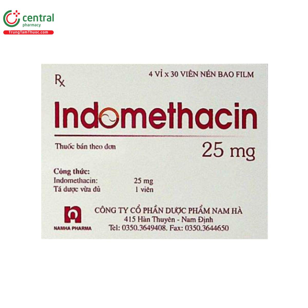 Thuốc Indomethacin 25mg NamHa Pharma điều trị bệnh khớp do viêm