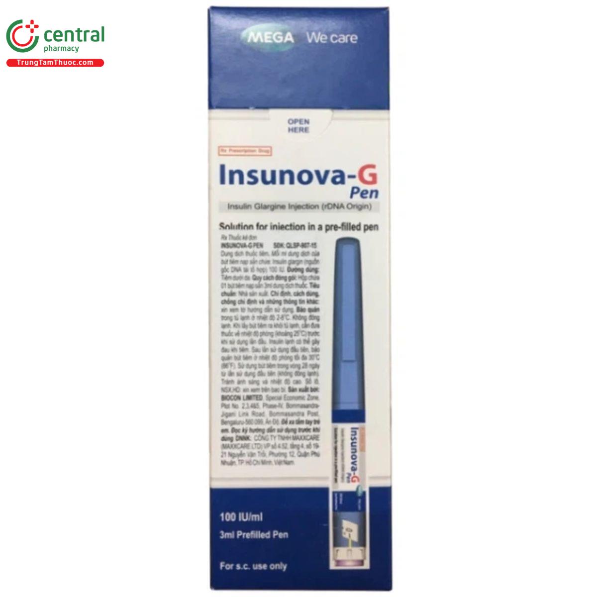 Thuốc Insunova-G Pen 100IU/ml MEGA We Care điều trị bệnh tiểu đường
