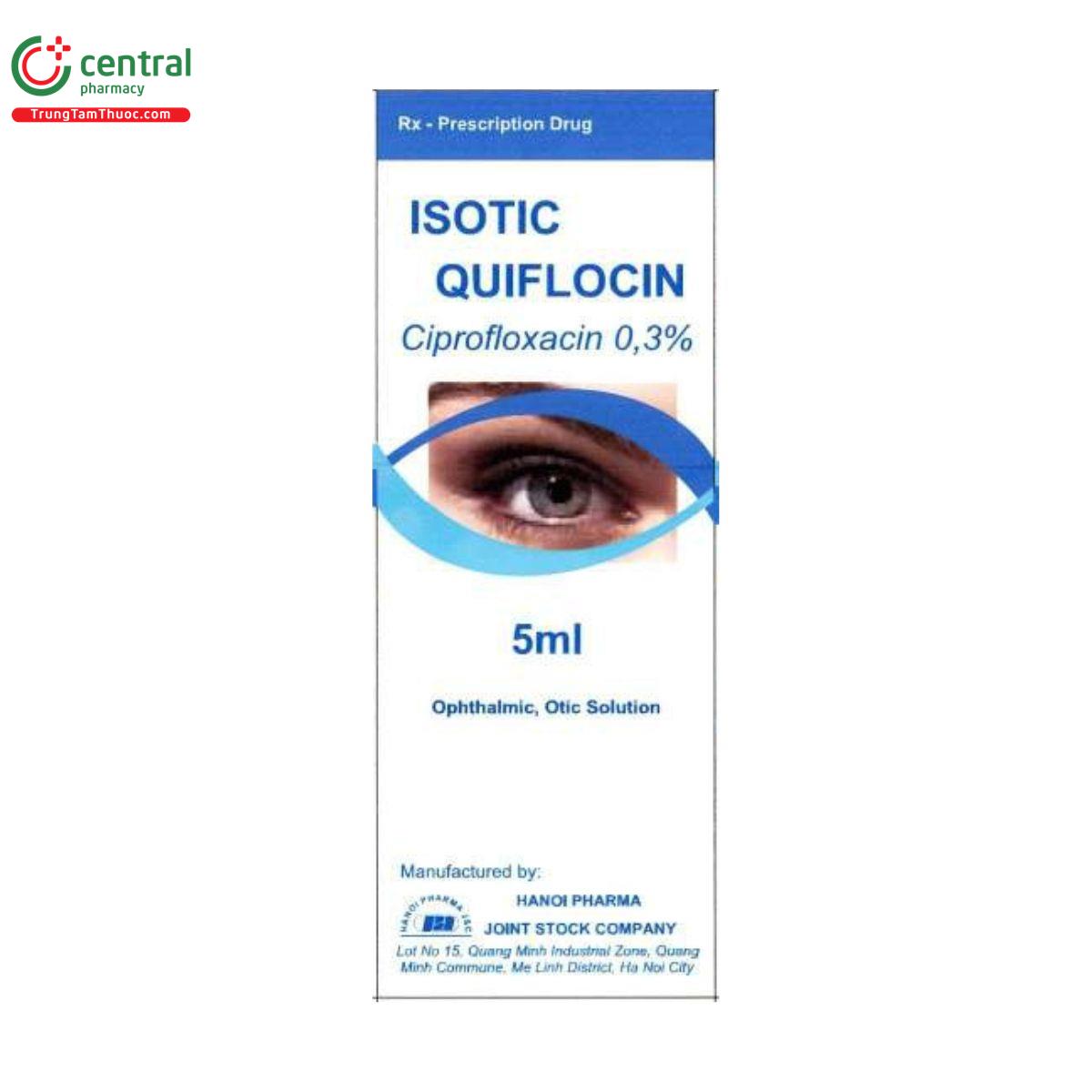 Thuốc Isotic Quiflocin 0,3% điều trị và dự phòng nhiễm khuẩn mắt, tai