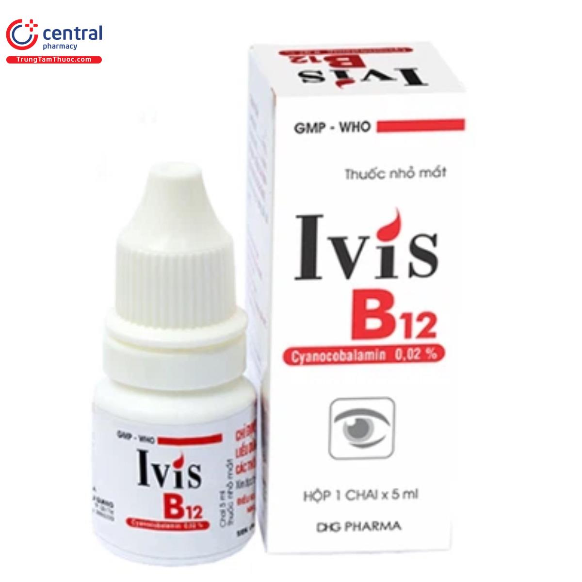 Thuốc nhỏ mắt Ivis B12 có chứa Cyanocobalamin hỗ trợ giảm mỏi mắt