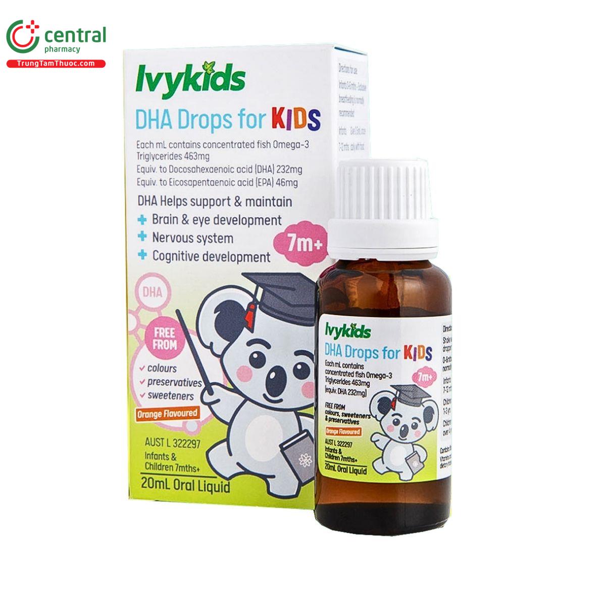 Thuốc Ivykids DHA Drops For Kids giúp phát triển thị lực và trí não