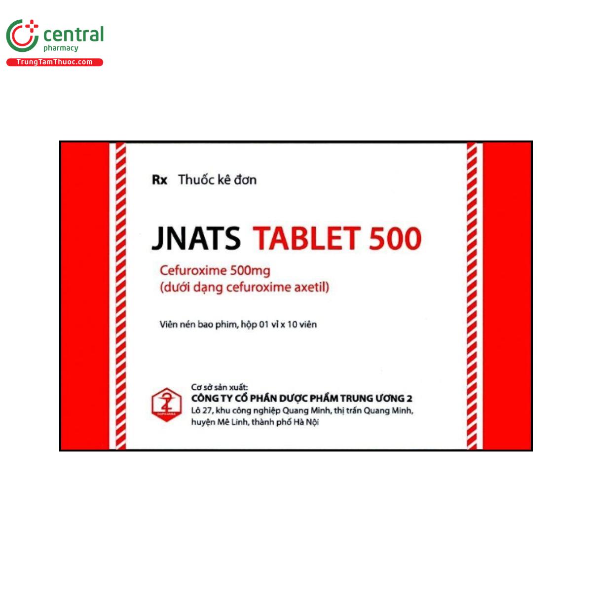 Thuốc Jnats Tablet 500 điều trị nhiễm khuẩn hô hấp, tiết niệu, da