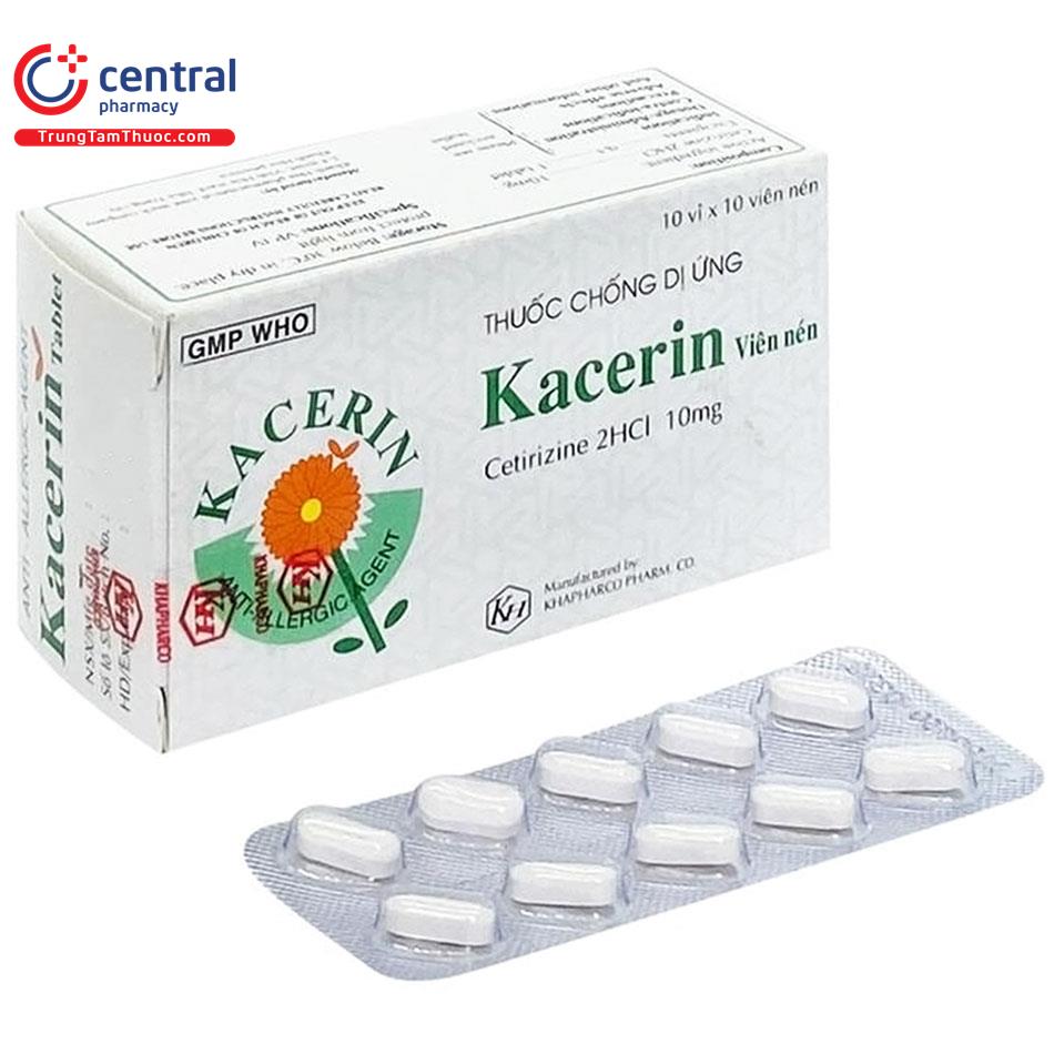 [CHÍNH HÃNG] Thuốc Kacerin 10mg hộp 10 vỉ 10 viên trị viêm mũi dị ứng