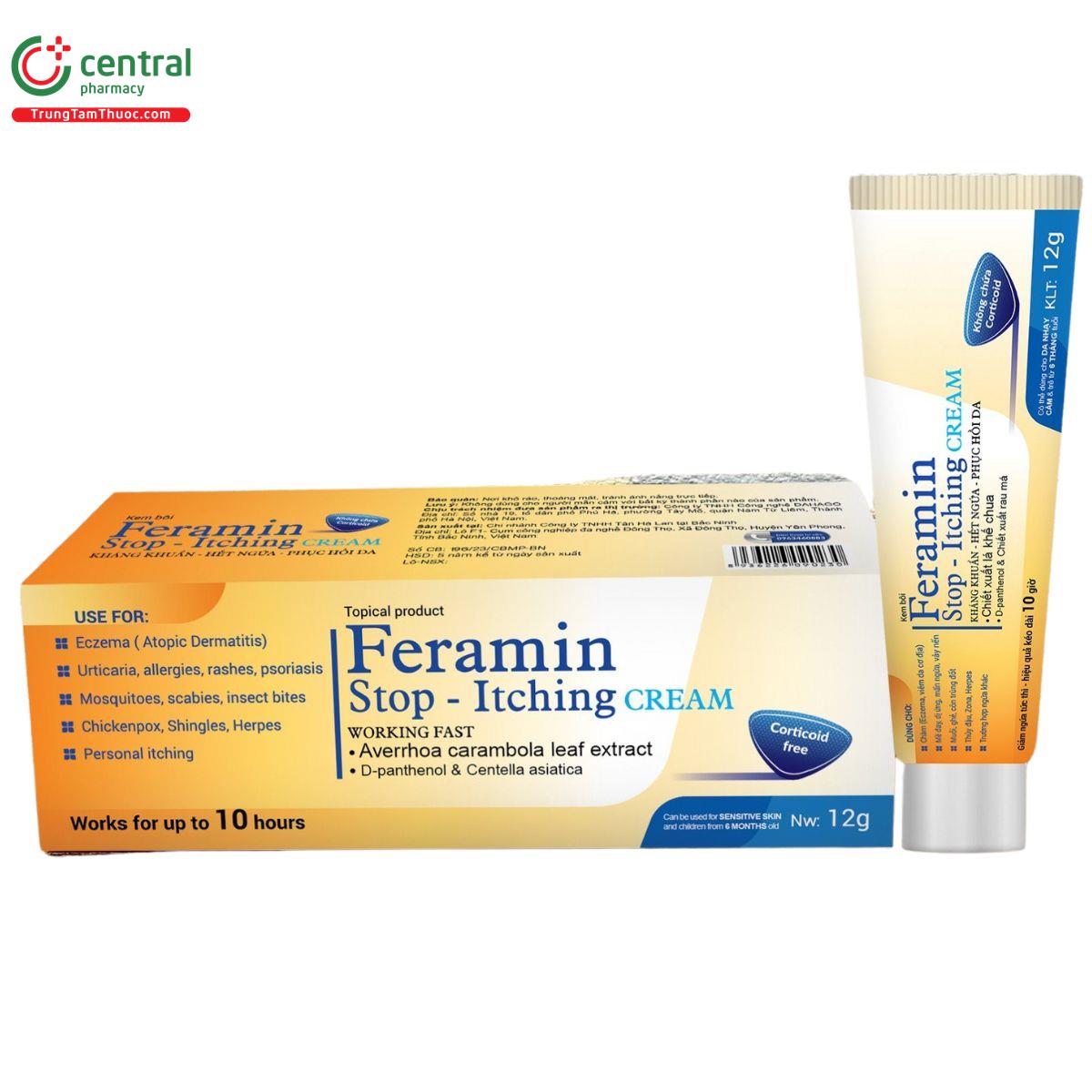 Kem bôi Feramin Stop – Itching CREAM giúp kháng khuẩn, giảm ngứa