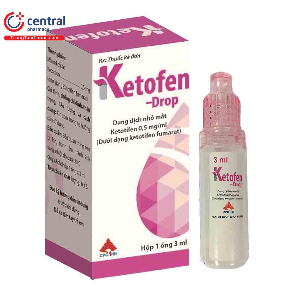 Thuốc Ketofen Drop 3ml - Điều trị viêm kết mạc cấp hay mãn tính