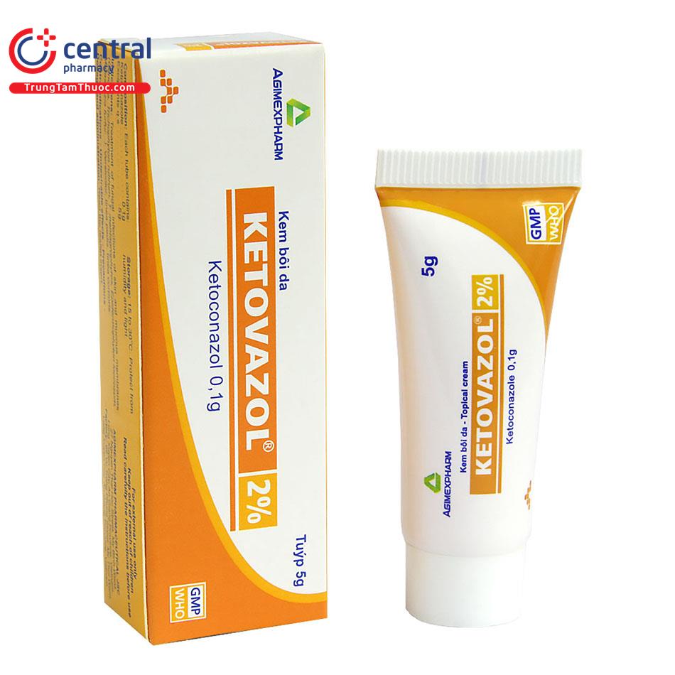 Thuốc bôi Ketovazol 2% (tuýp 5g) điều trị nấm da, nấm đùi, lang ben