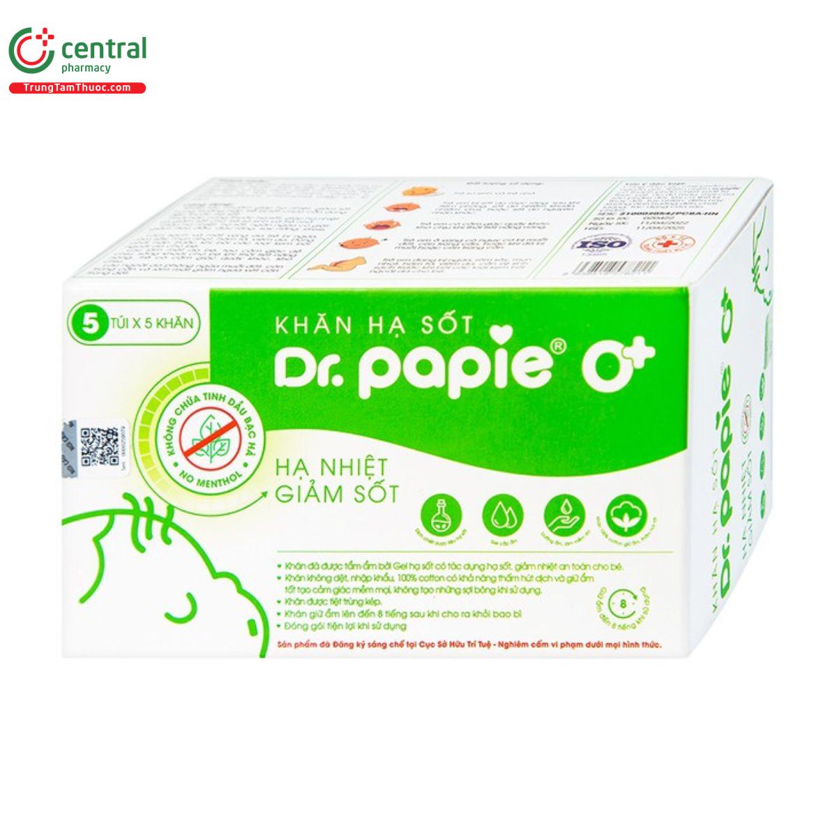 Khăn hạ sốt Dr.Papie 0+ giúp hạ nhiệt, giảm sốt nhanh cho trẻ sơ sinh