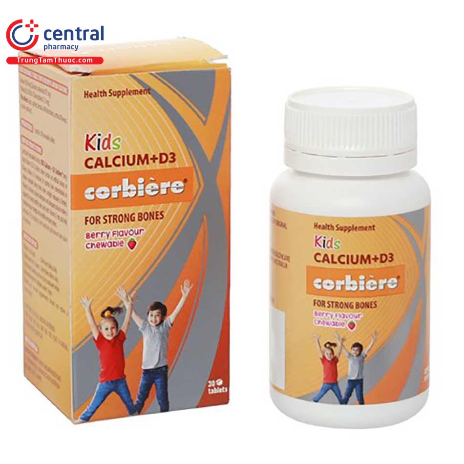 [CHÍNH HÃNG] Viên nhai Kids Calcium+D3 Corbiere bổ sung canxi cho bé