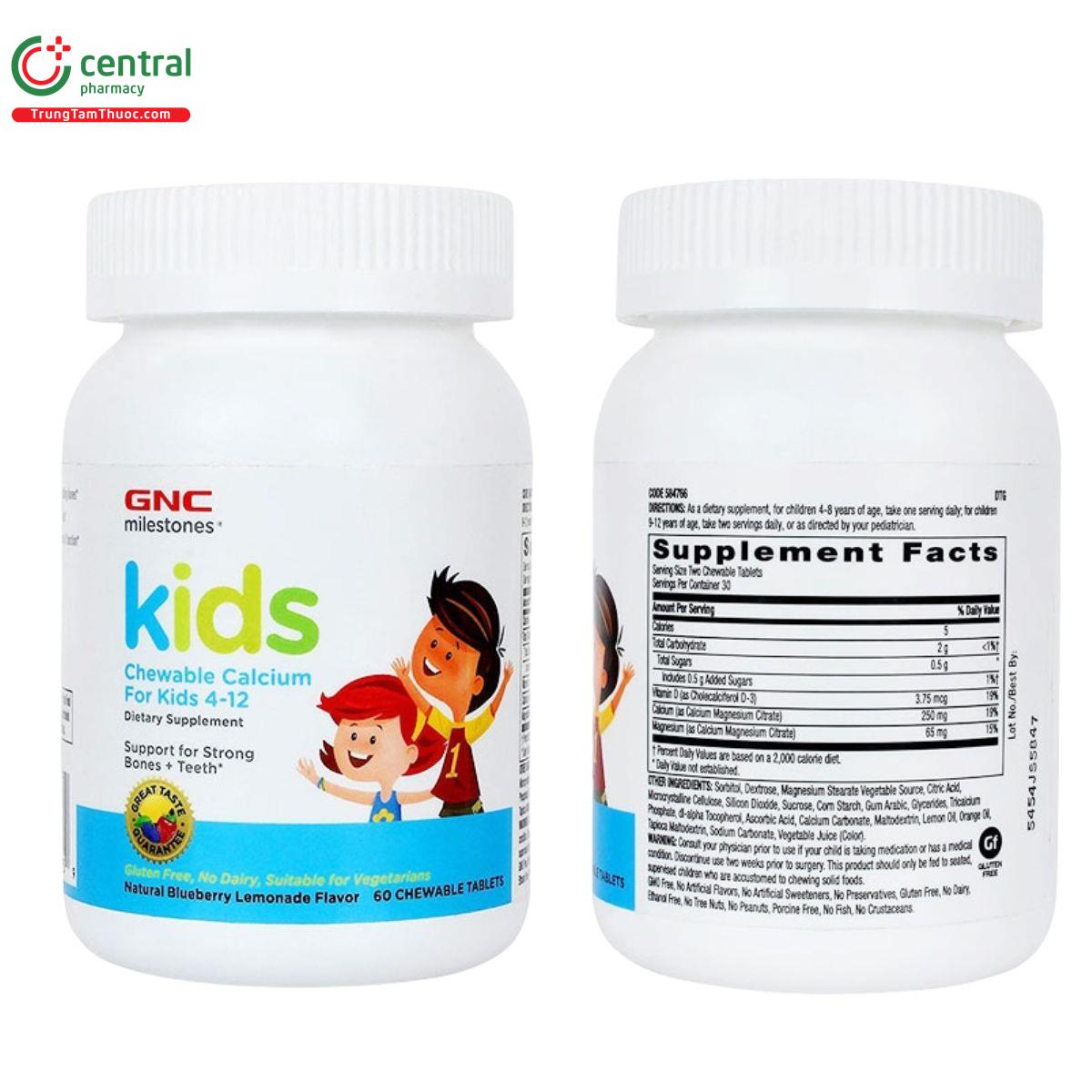 Kids Chewable Calcium For Kids 4-12 cung cấp dưỡng chất cho răng, xương