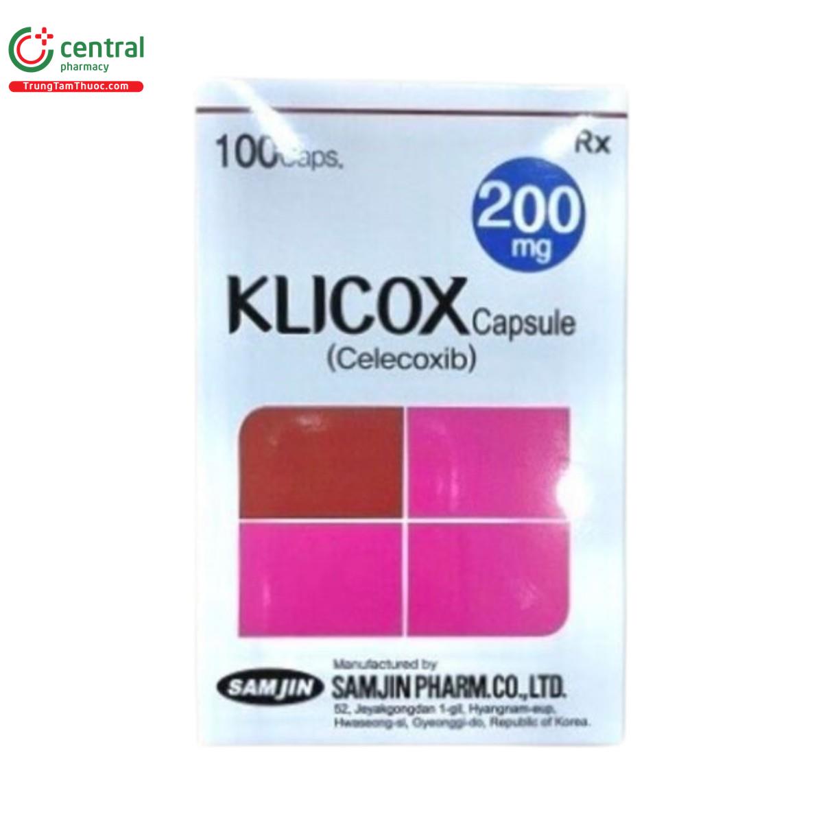 Thuốc Klicox 200mg chứa Celecoxib có tác dụng kháng viêm và giảm đau