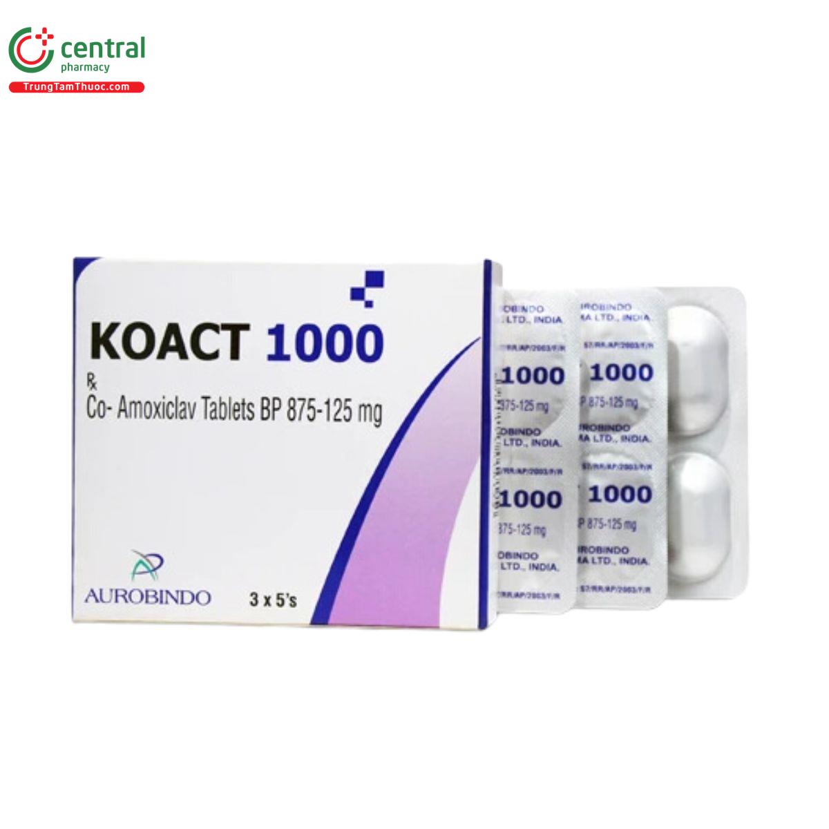 Thuốc Koact 1000 điều trị nhiễm khuẩn hô hấp, tiết niệu, mô mềm