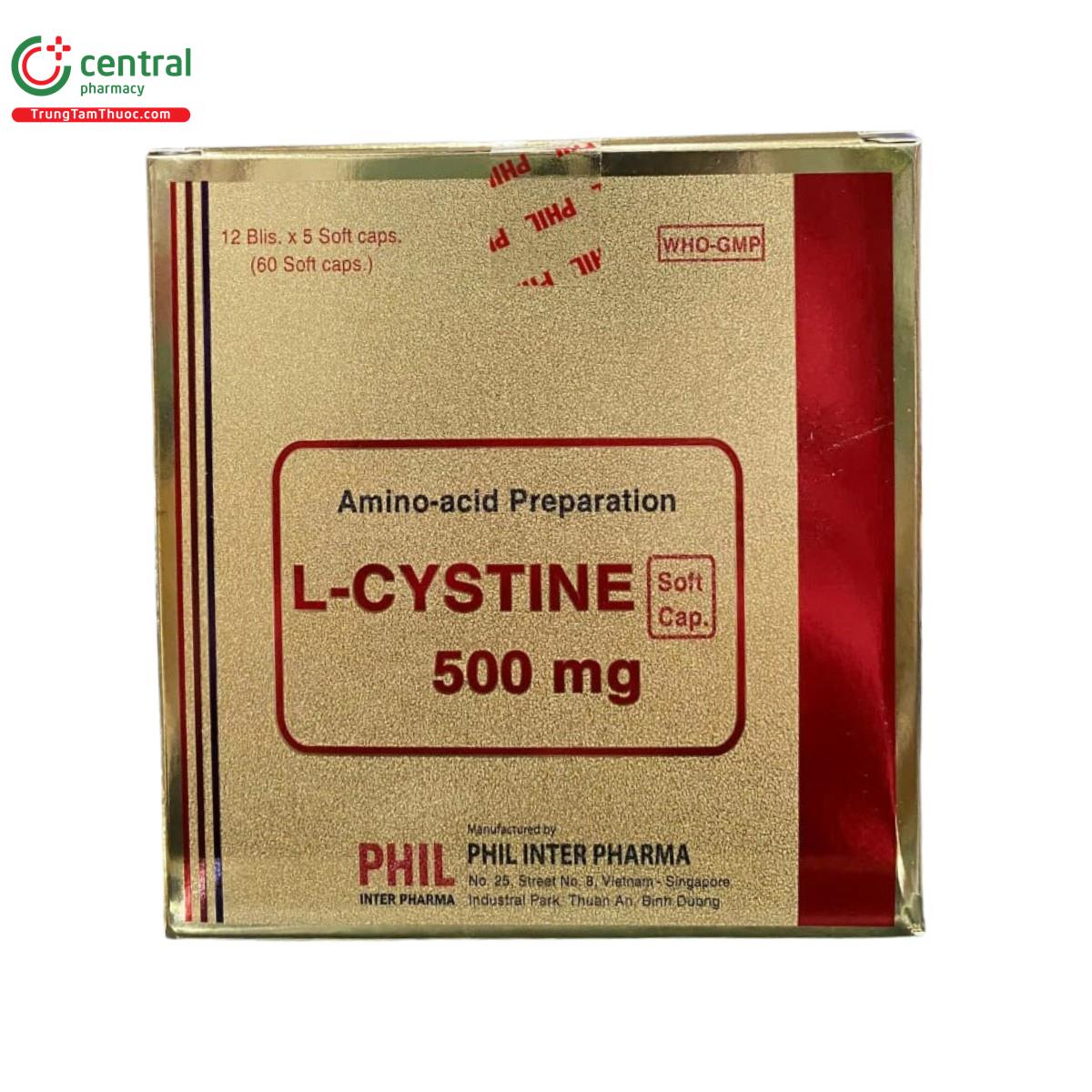 Viên nang mềm L-Cystine 500mg Phil Inter Pharma cải thiện tóc móng
