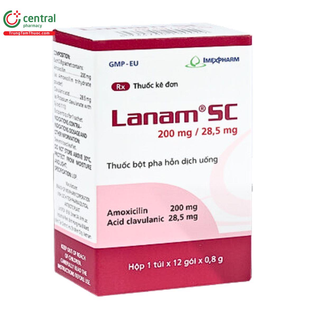 Thuốc LANAM SC 200mg/28,5 mg - Bột pha hỗn dịch điều trị nhiễm khuẩn