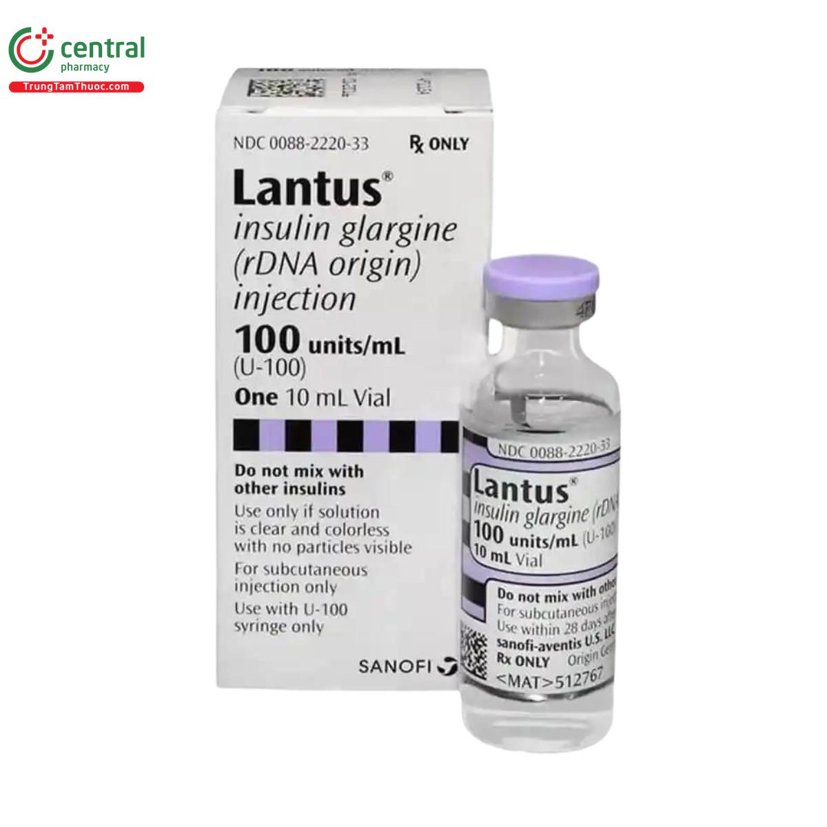 Thuốc tiêm Lantus 100 units/ml - Insulin tác dụng chậm, kéo dài 24 giờ