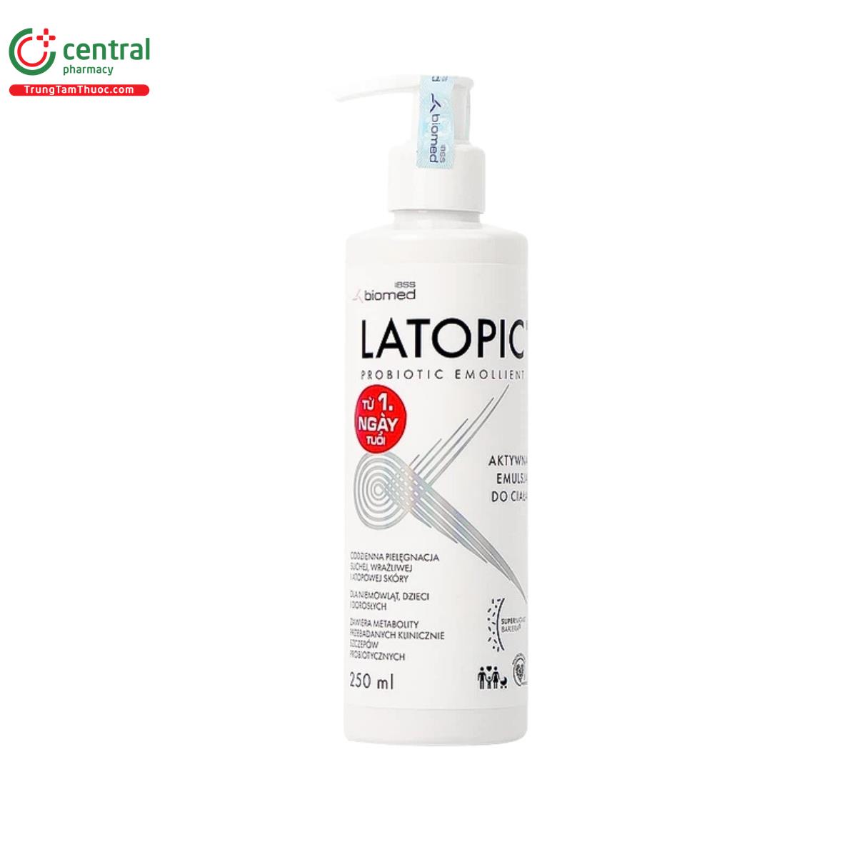 Nhũ tương Latopic Probiotic Emollient Active Body Emulsion làm dịu da