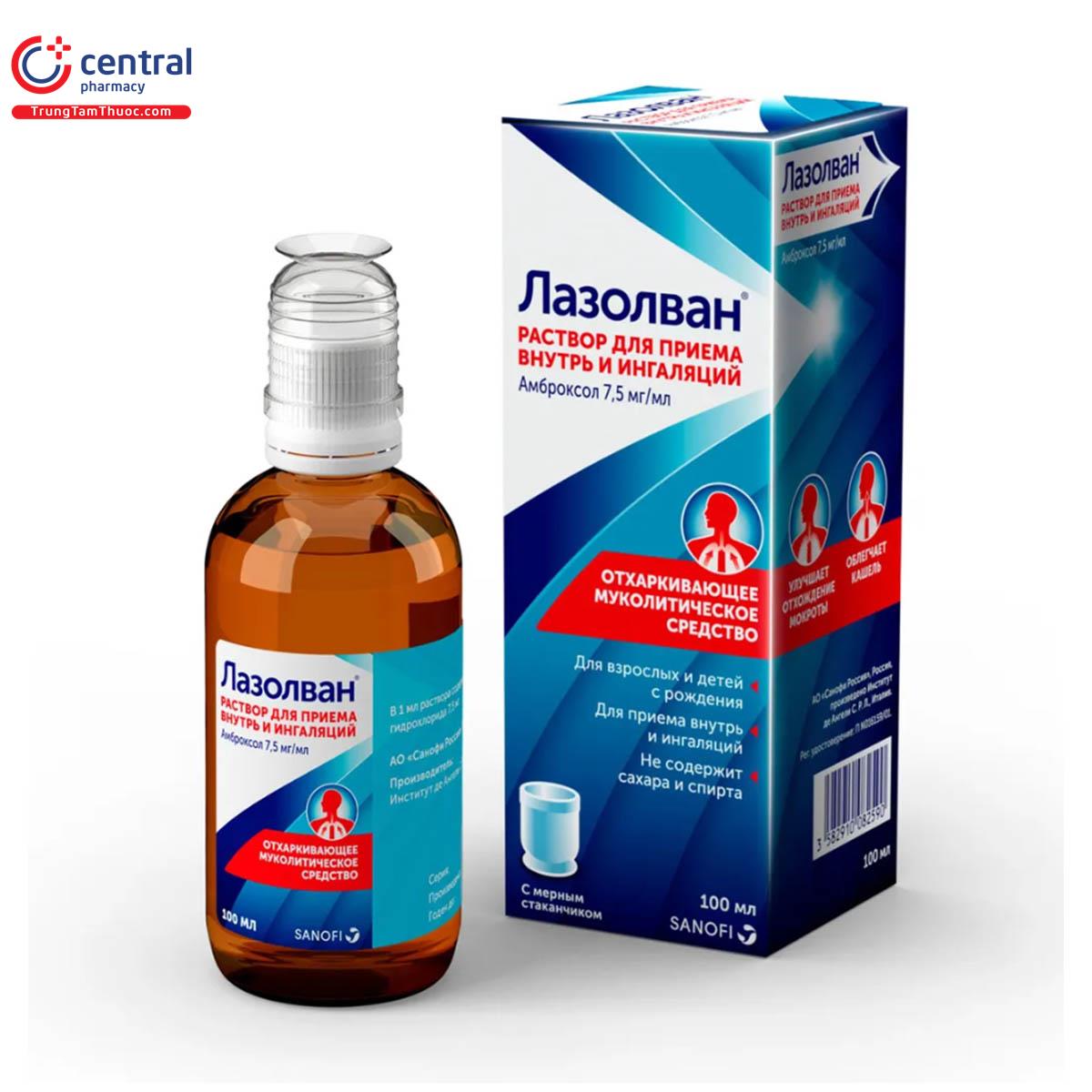 Thuốc ho Lazolvan (Siro) của Nga 100ml giúp tiêu dịch nhầy hô hấp