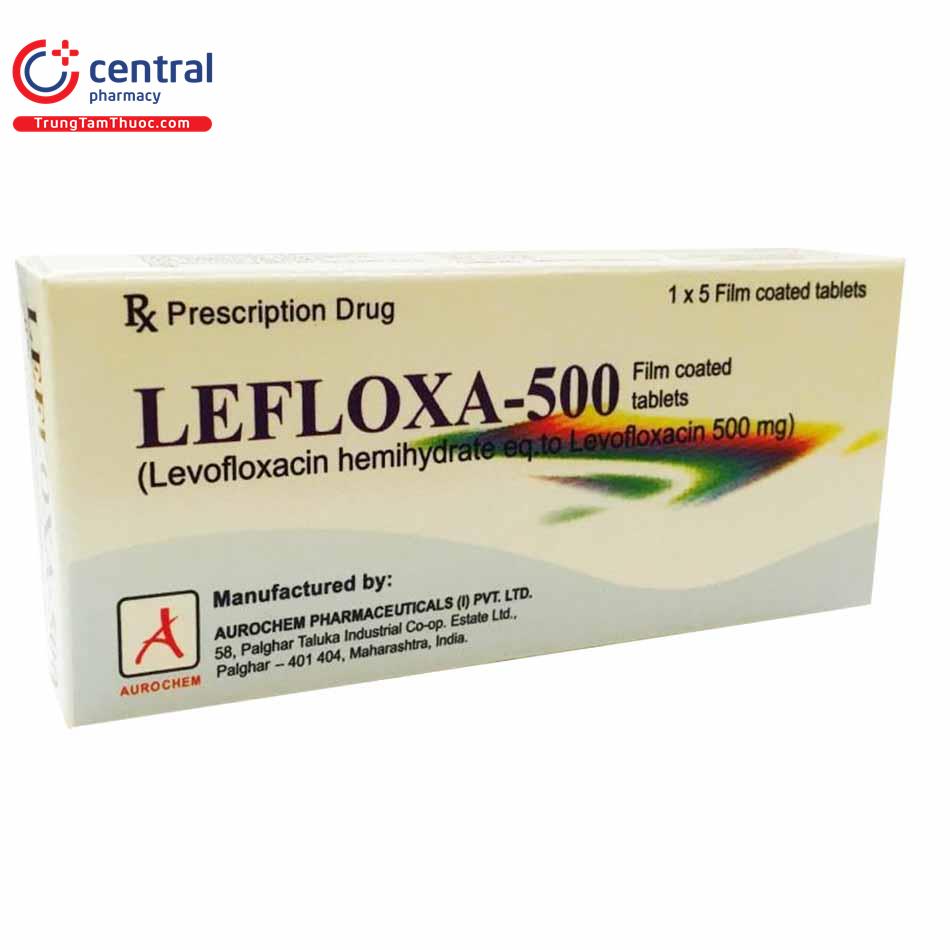 Thuốc Lefloxa-500 chứa Levofloxacin điều trị viêm xoang, viêm phổi