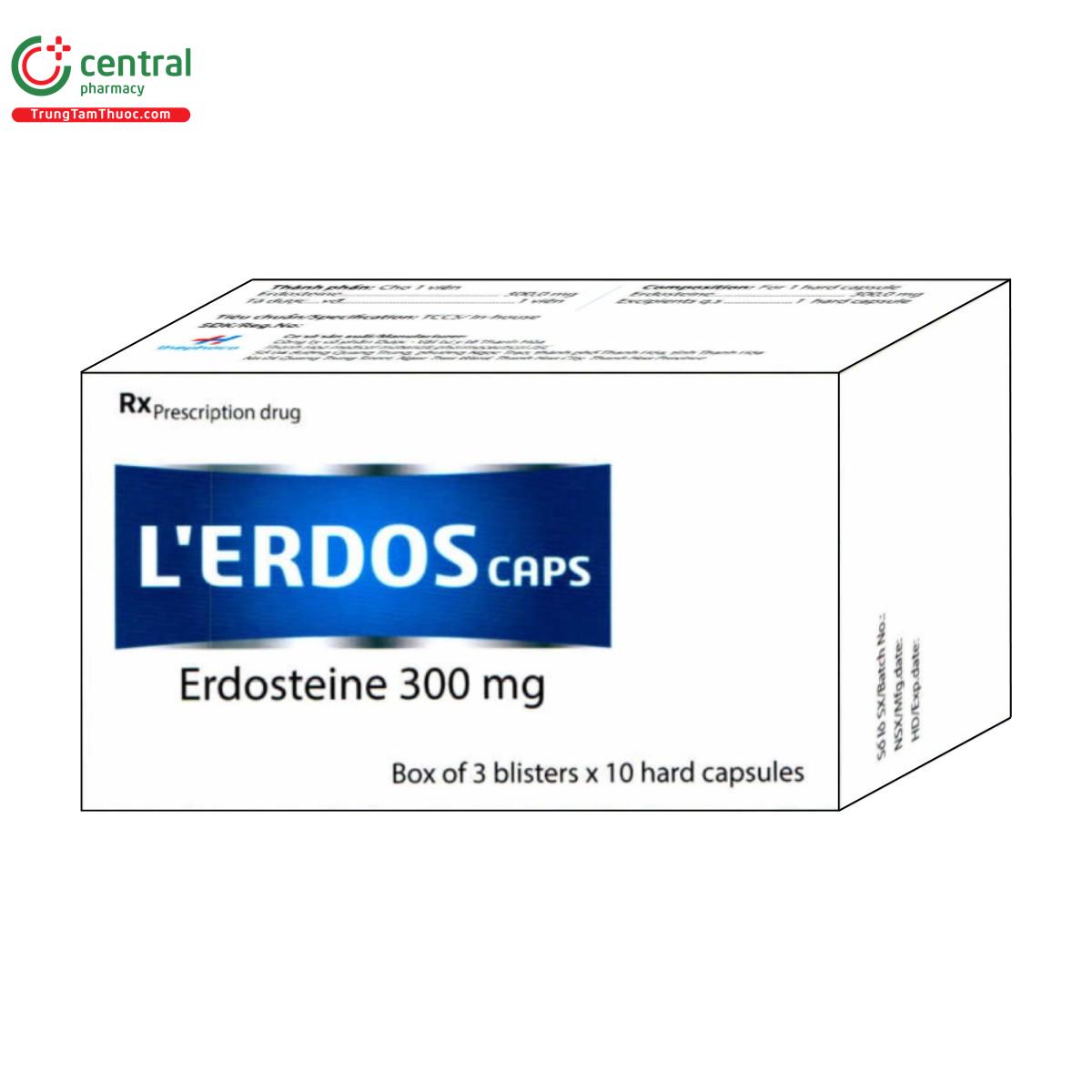 Thuốc L'Erdos Caps 300mg trị triệu chứng của đợt cấp viêm phế quản mãn