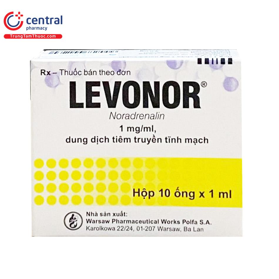 Thuốc Levonor 1mg/ml - Thuốc điều trị rối loạn tuần hoàn, sốc phản vệ