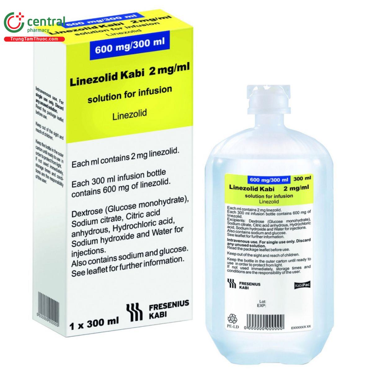 Thuốc Linezolid Kabi 2mg/ml (Chai 300ml) - Trị nhiễm khuẩn nhạy cảm