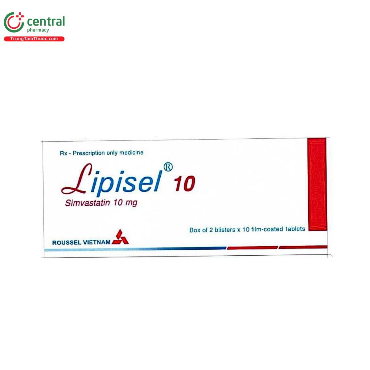 Thuốc Lipisel 10 - Điều trị tăng cholesterol máu, dự phòng đột quỵ