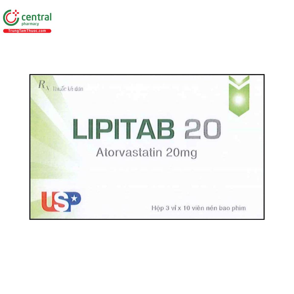 Thuốc Lipitab 20mg giảm cholesterol máu, phòng ngừa biến cố tim mạch