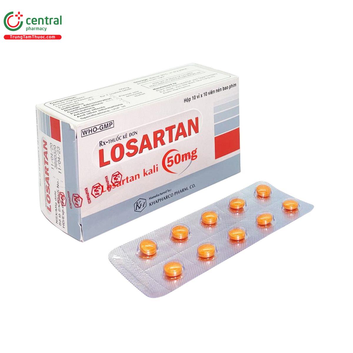 Thuốc Losartan 50mg Khapharco điều trị tăng huyết áp, suy tim