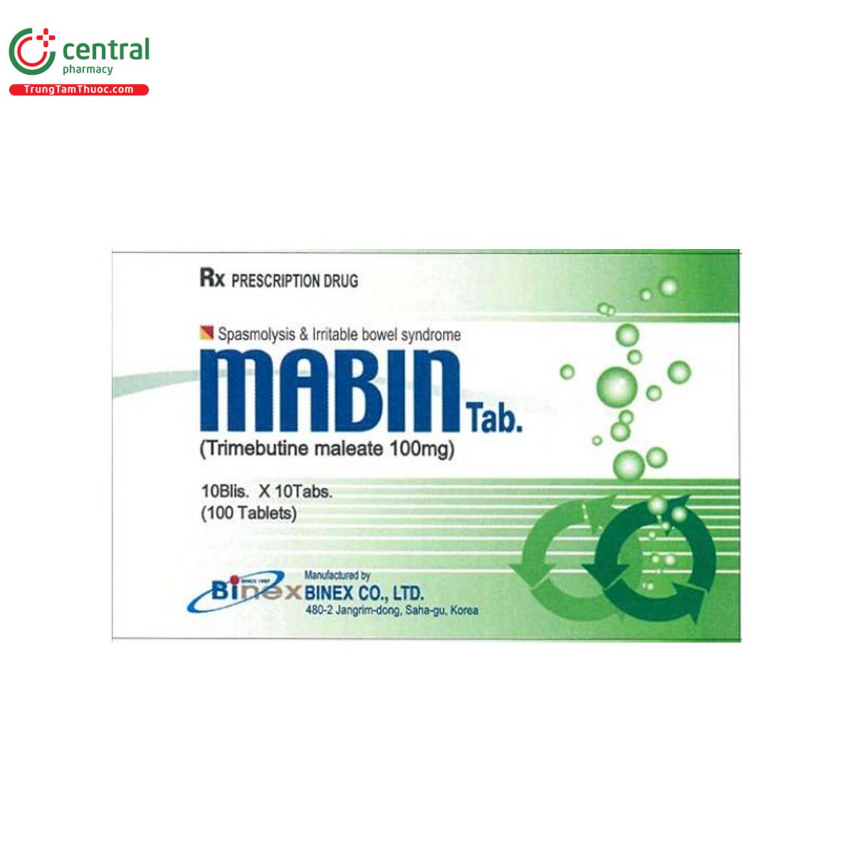 Thuốc Mabin 100mg - Điều trị tình trạng co thắt đoạn ruột kết