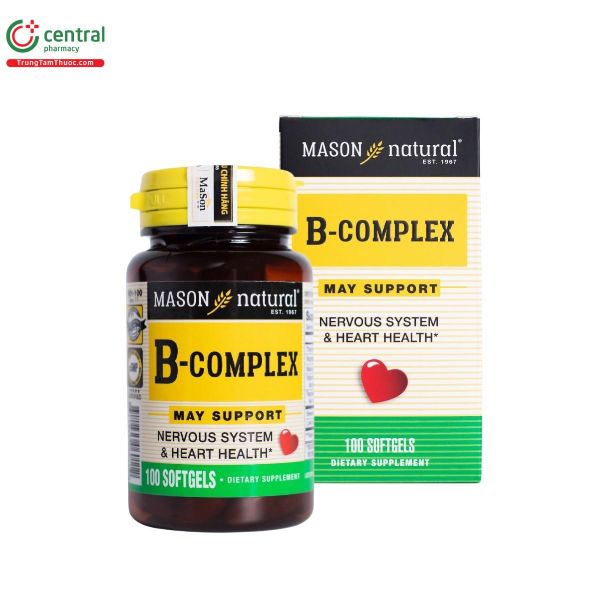 Mason Natural B-Complex bổ sung các vitamin nhóm B cân bằng dinh dưỡng