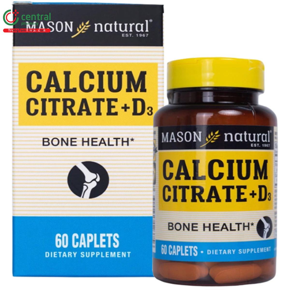 Thuốc Mason Natural Calcium Citrate + D3 Giúp xương răng chắc khỏe