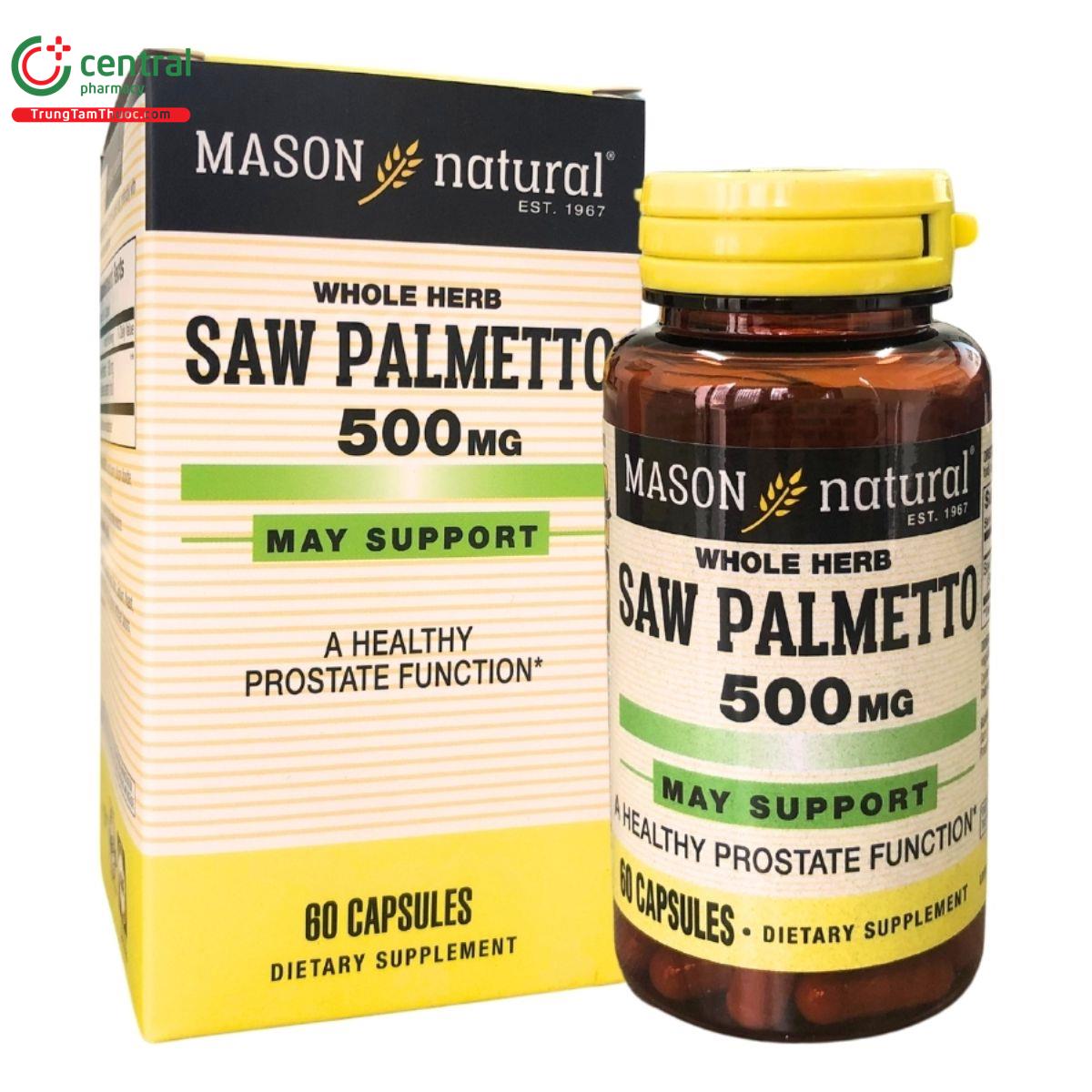 Thuốc Mason Natural Saw Palmetto 500mg Giảm phì đại tuyến tiền liệt