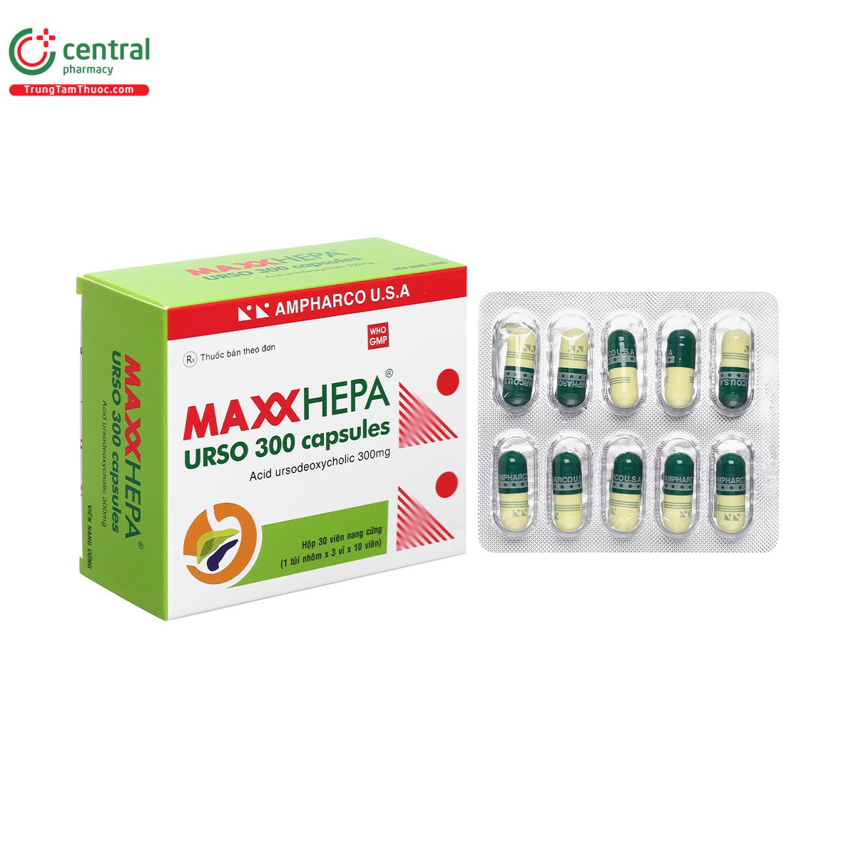 Thuốc Maxxhepa Urso 300 Capsules - Điều trị xơ gan mật nguyên phát
