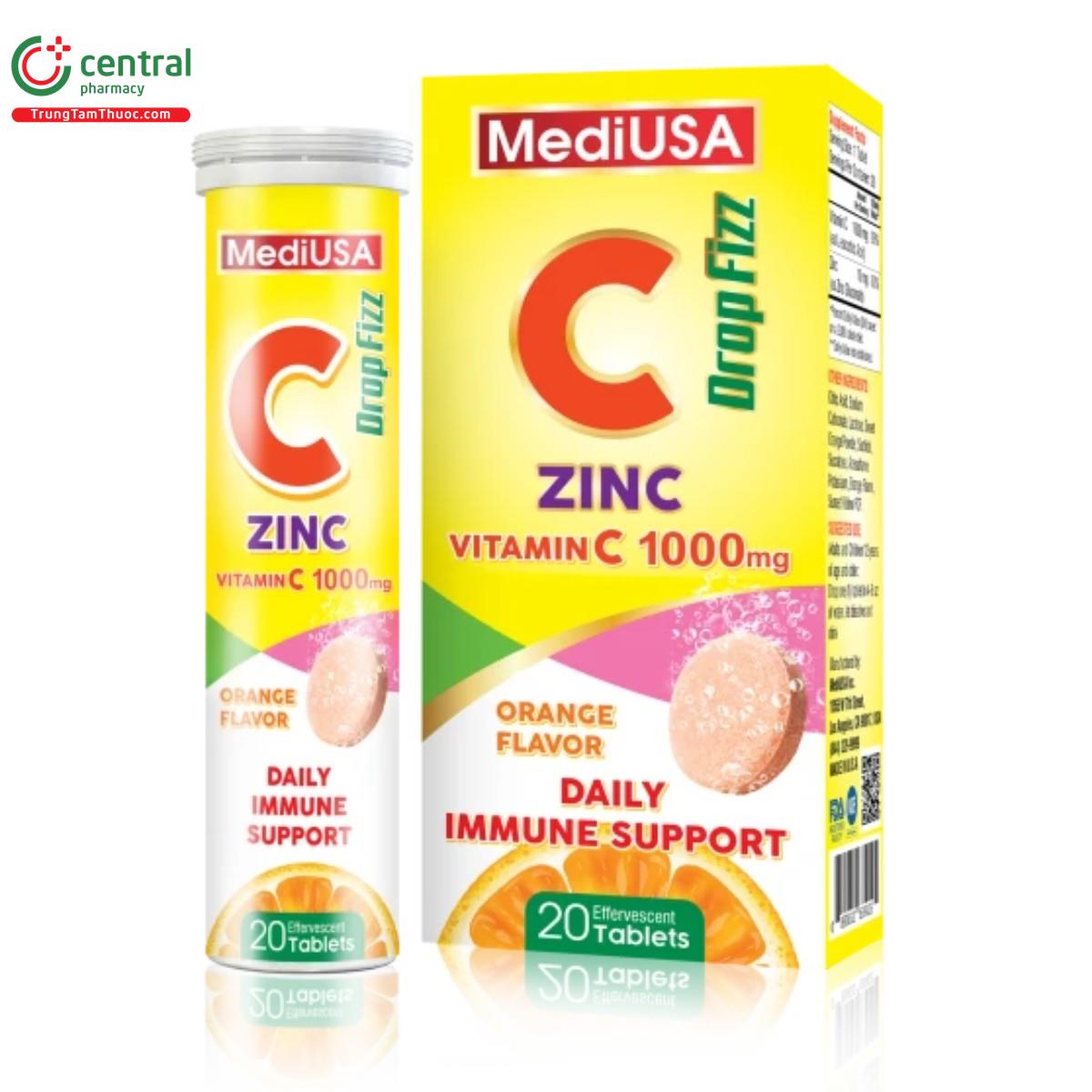 Viên sủi Mediusa C Zinc Drop Fizz - Hỗ trợ tăng cường sức đề kháng.