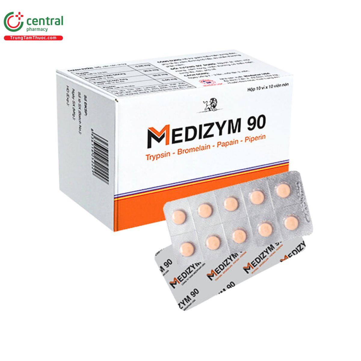 Viên uống Medizym 90 hỗ trợ giảm sưng, đau, phù nề do viêm và chấn thương