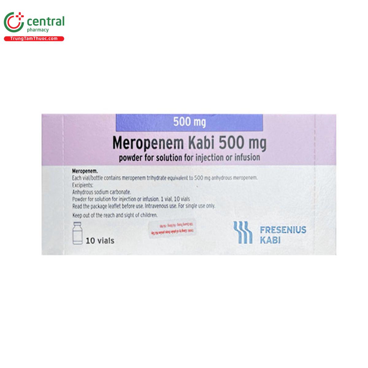 Thuốc Meropenem Kabi 500mg điều trị viêm phổi, tiết niệu, ổ bụng