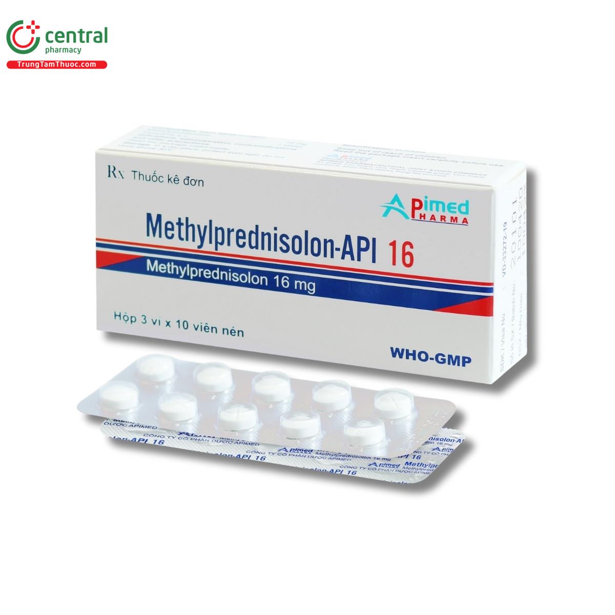 Thuốc Methylprednisolon-Api 16 (Methylprednisolon 16mg): Tác dụng và ...