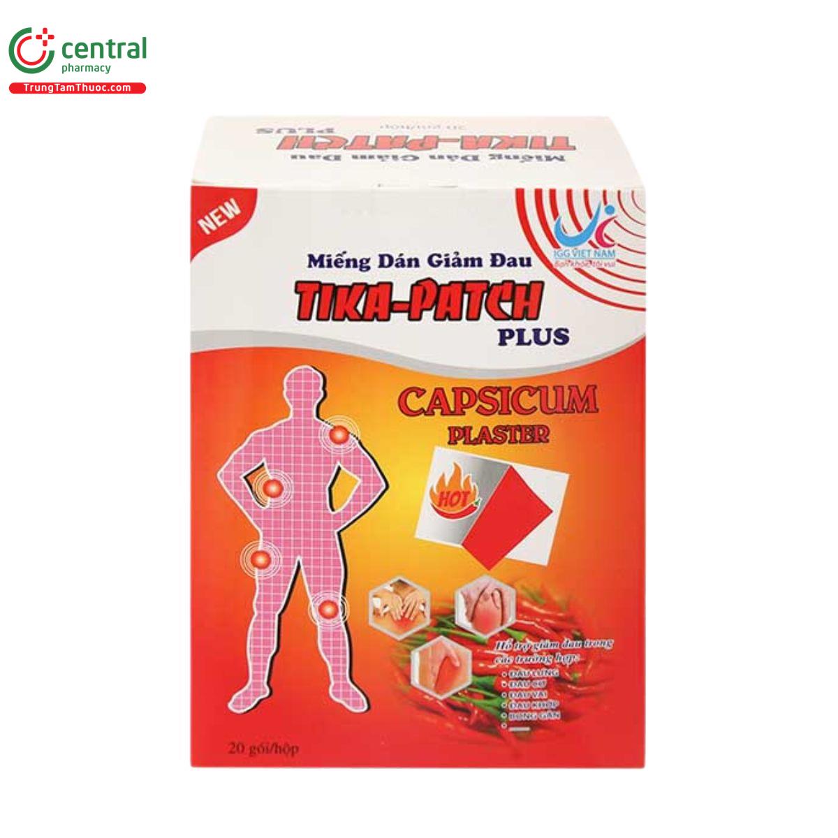 Miếng Dán Giảm Đau Tika-Patch Plus giúp giảm đau lưng, cơ, bong gân