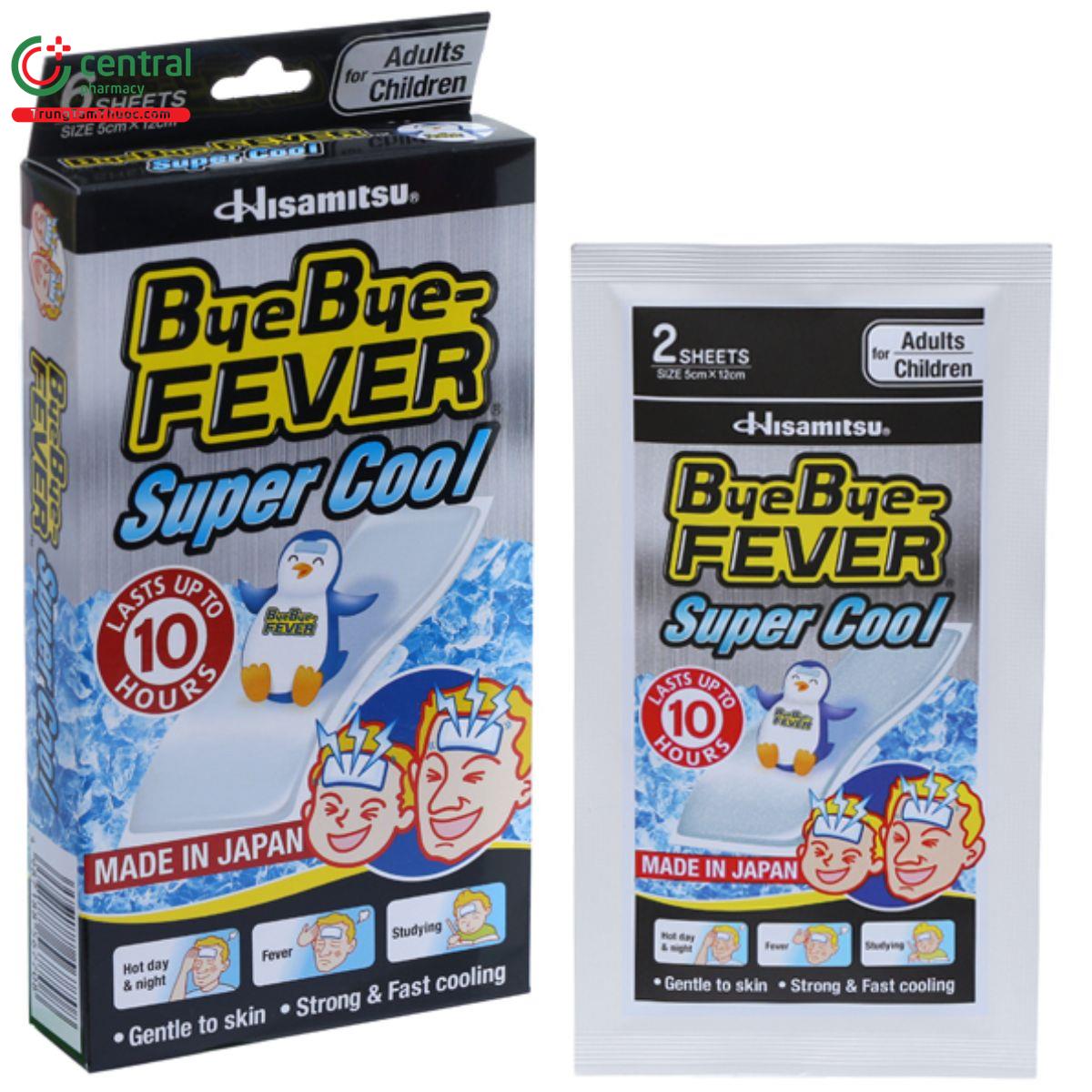 Miếng dán hạ sốt ByeBye Fever Super Cool - Giúp làm mát lạnh nhanh