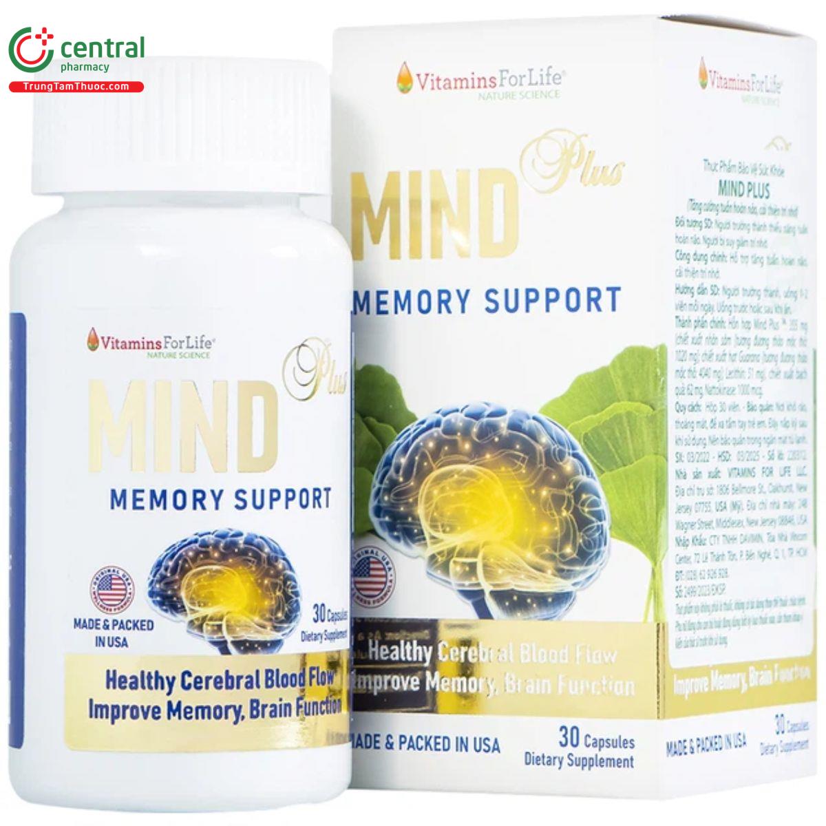 Thuốc Mind Plus - Hỗ trợ tăng cường tuần hoàn não, cải thiện trí nhớ