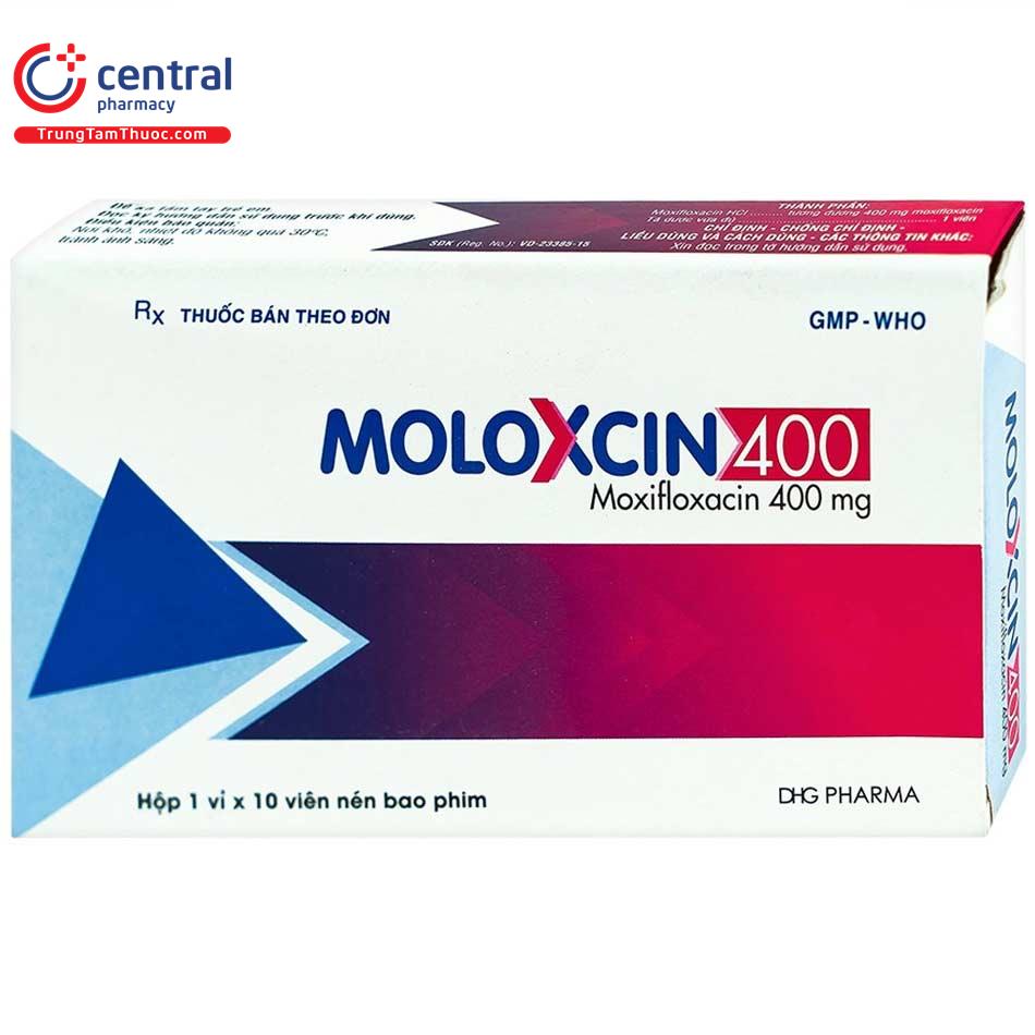 Thuốc Moloxcin 400 DHG điều trị nhiễm khuẩn do vi khuẩn nhạy cảm