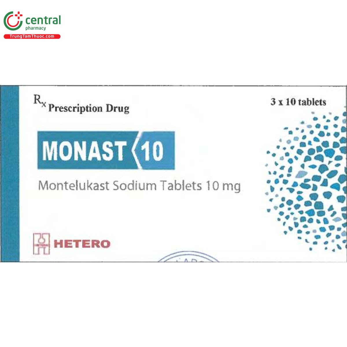 Thuốc Monast 10 - Điều trị hen phế quản mạn tính, viêm mũi dị ứng